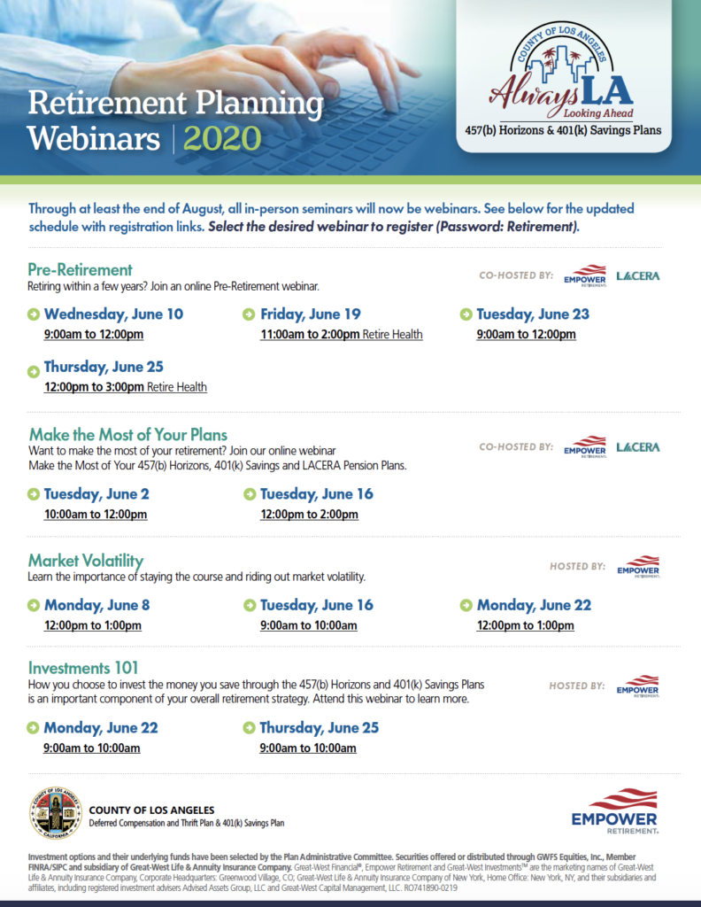 LA County: Retirement Planning Webinars for June - SEIU Local 721